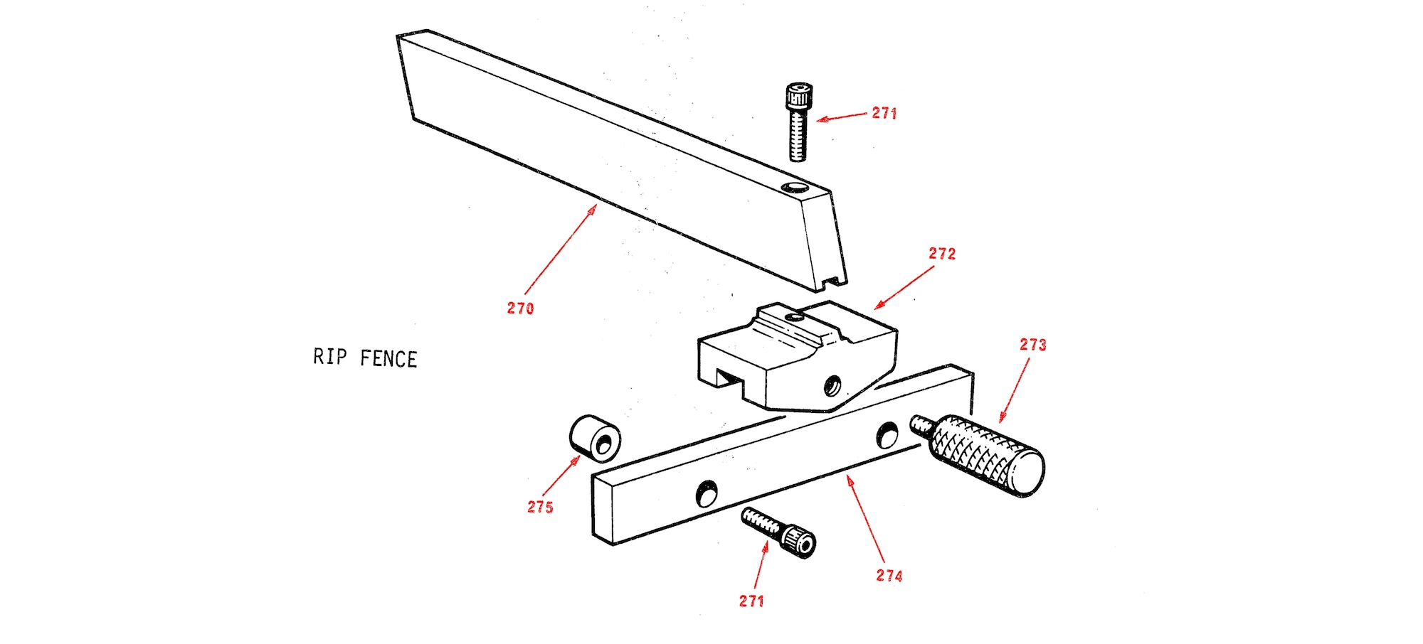 Startrite Bandit / 12-S Rip Fence - Spare Parts