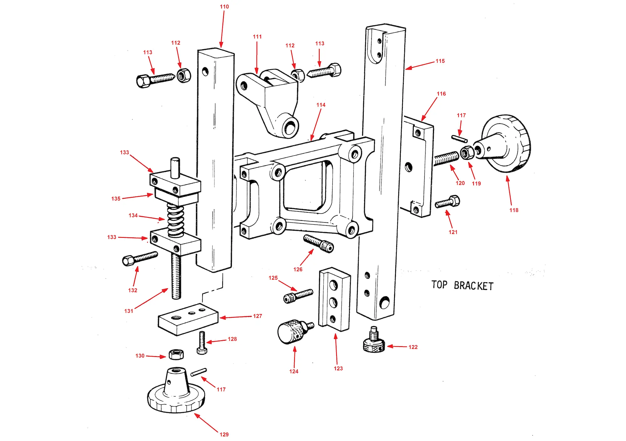 Startrite Bandit / 12-S Top Bracket - Spares & Assembly